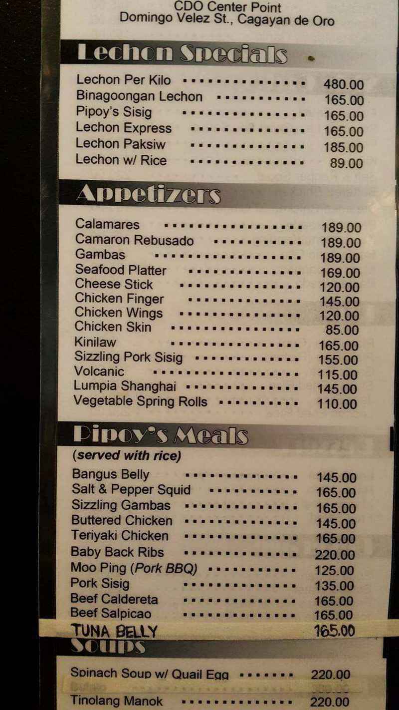 Pipoy's Gastropub in CDO Center Point