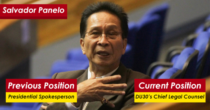 Panelo, Spokesperson No More - He is Now Assigned as Duterte's Chief ...